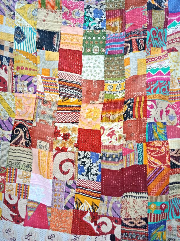 Handmade Sari Patchwork Kantha Quilt | Vintage Kantha Quilt