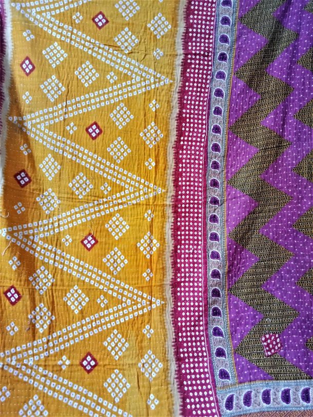 Zigzag Twin Indian Kantha Throw | Vintage Kantha Quilts and Throws
