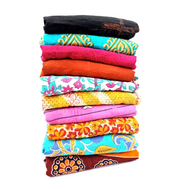 Recycled Cotton Indian Sari lot fabric for dresses, Kimonos, Ponchos