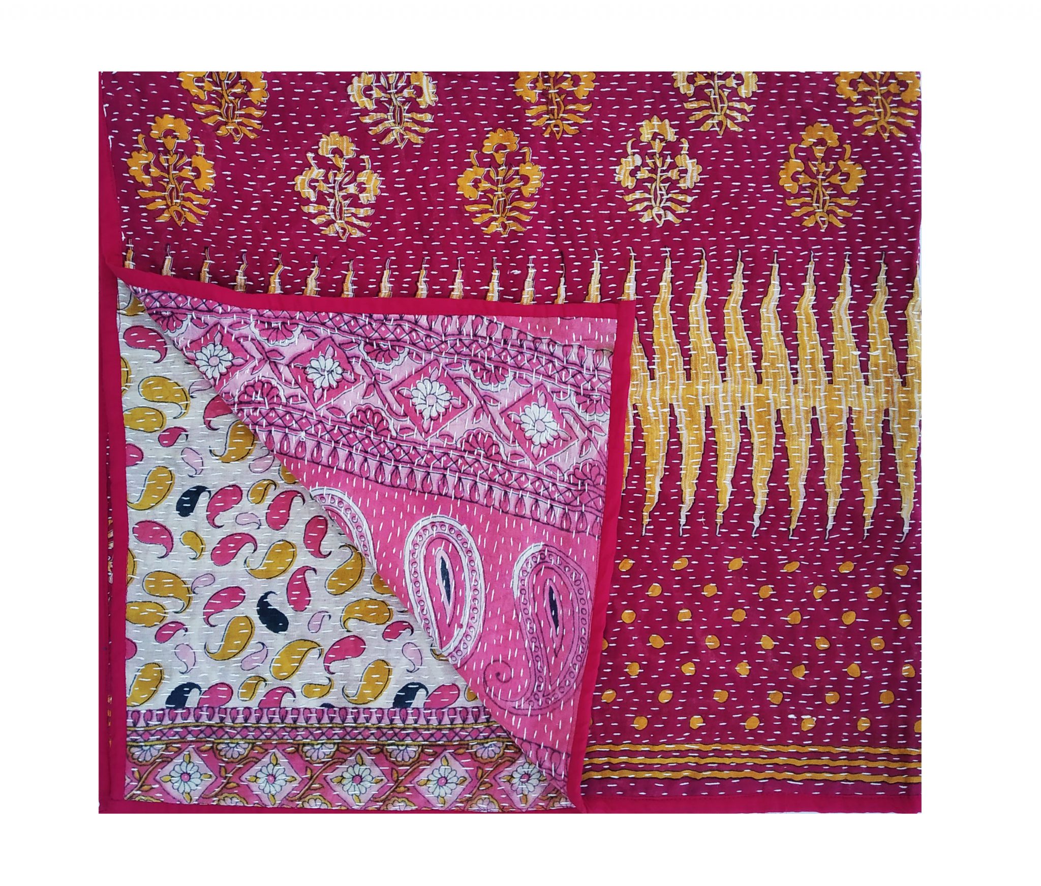 Colourful Paisley Indian Kantha Quilt - Vintage Kantha Quilts, Throw ...