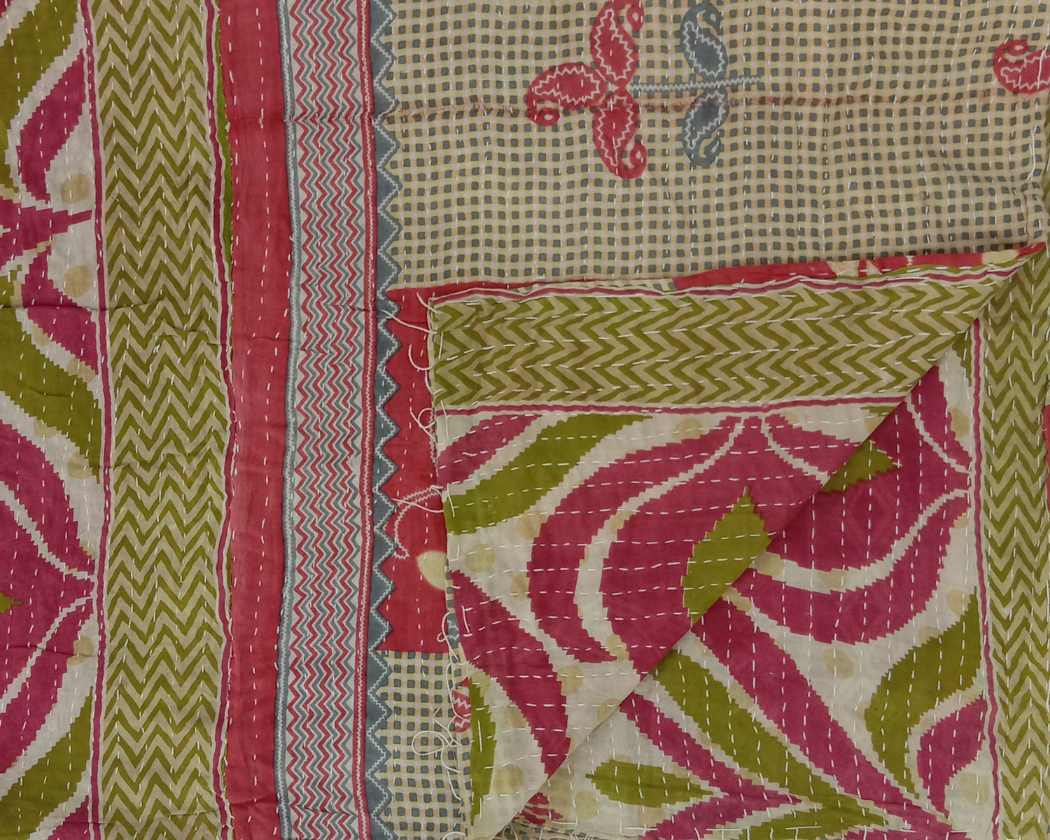 Vintage Kantha Sari Quilt Cotton Handmade - Vintage Kantha Quilts ...