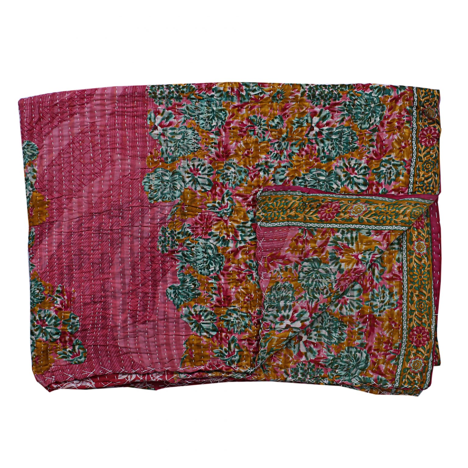 Upholestry Kantha Fabric Reversible Throw - Vintage Kantha Quilts ...