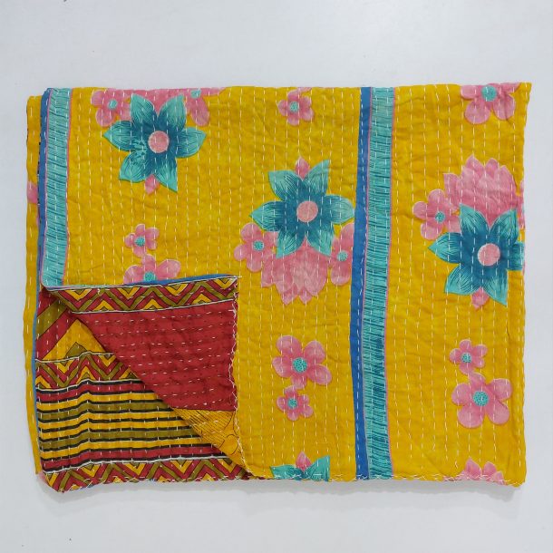 Floral Twin Bohemian Reversible Ralli Twin - Vintage Kantha Quilts ...